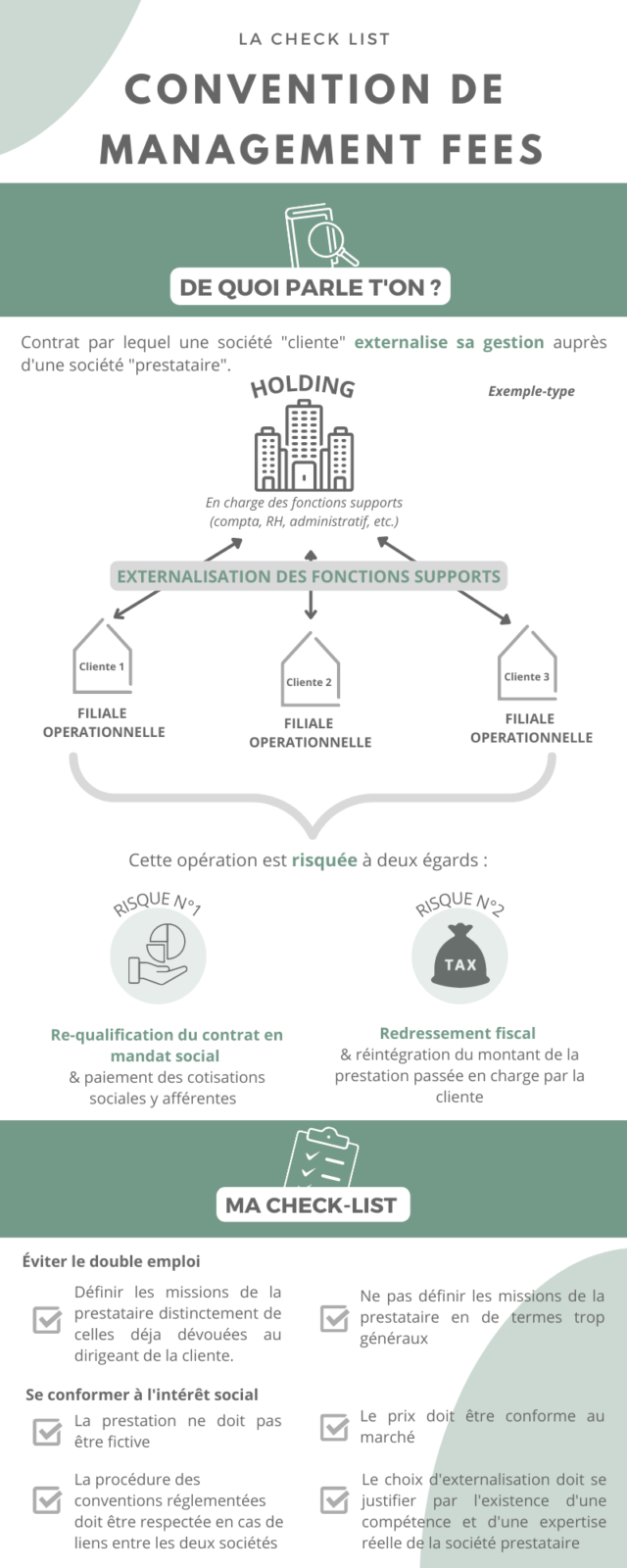 MA CHECK-LIST : la convention de management fees | Cabinet SAVINA